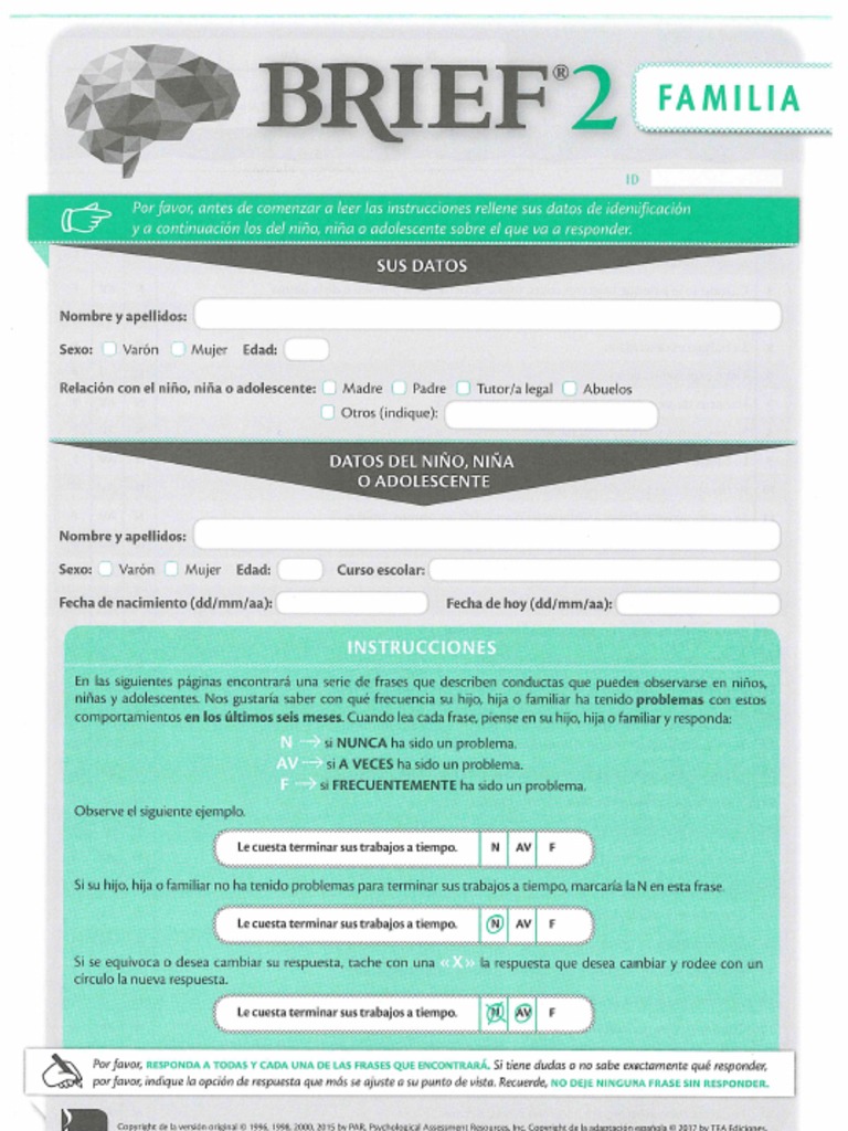 BRIEF 2 FAMILIA cuestionario | PDF