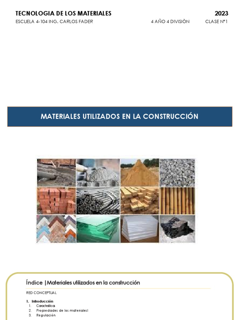 Clase #1 Materiales Utilizados en La Construcciòn | PDF | Materiales de construcción | Materiales