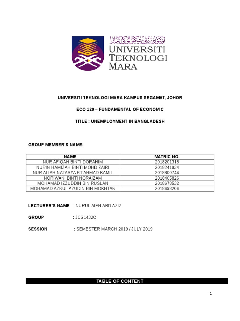Group Project Eco120 Assignment 1 | PDF | Unemployment | Employment