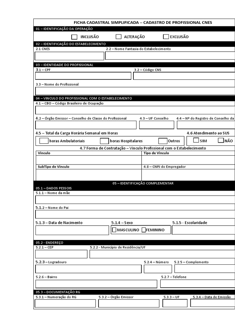 Ficha Cadastral Simplificada | PDF