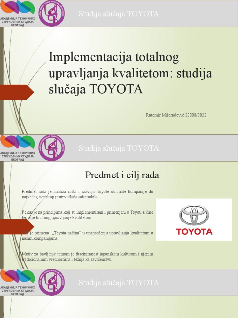 Implementacija Totalnog Upravljanja Kvalitetom TOYOTA Konacna | PDF