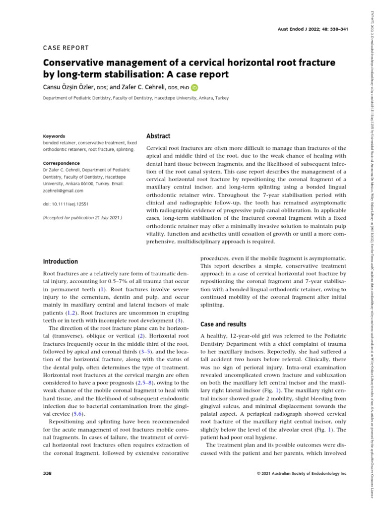 Conservative Management of A Cervical Horizontal Root Fracture by Long ...