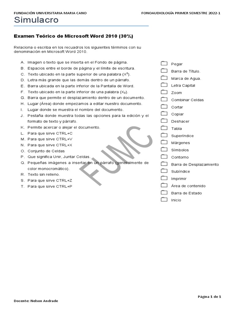 Simulacro Word | Descargar gratis PDF | Escritura | Comunicación escrita