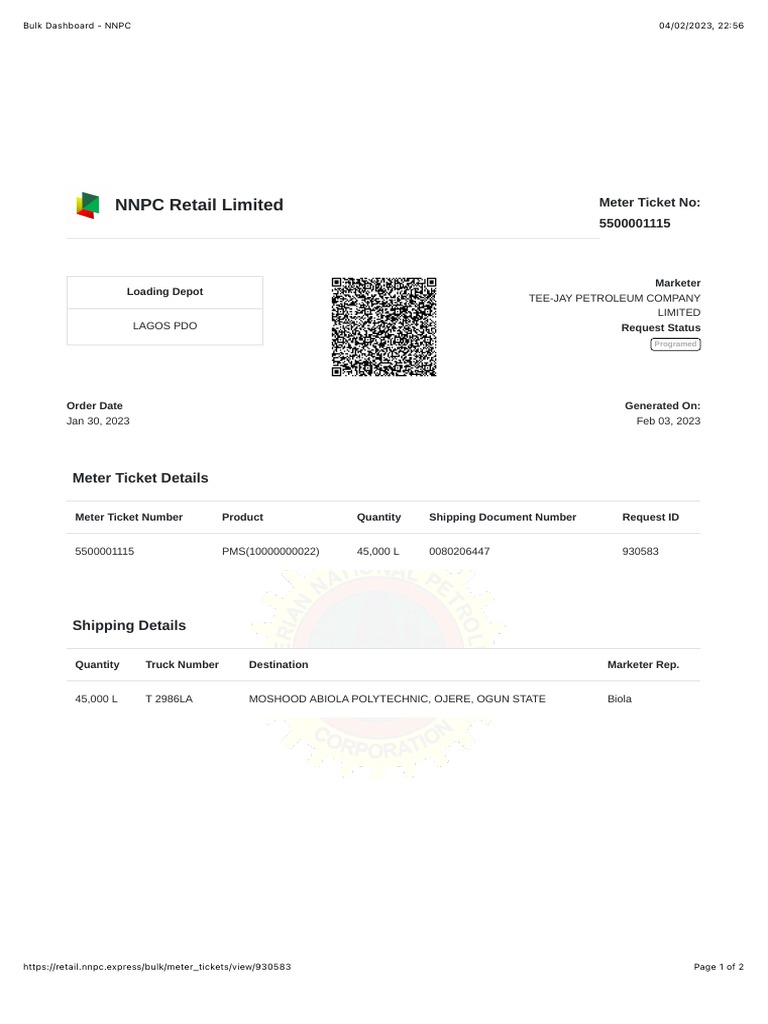 Meter Ticket 4 | PDF