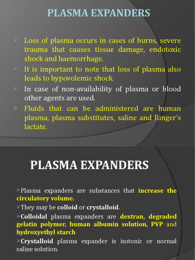 Plasma Expanders | PDF | Blood Plasma | Anatomy