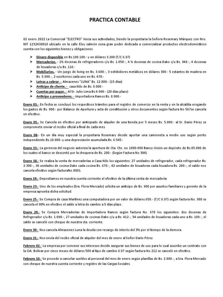 PRACTICA CONTABLE | PDF | Contabilidad | Industrias de servicio