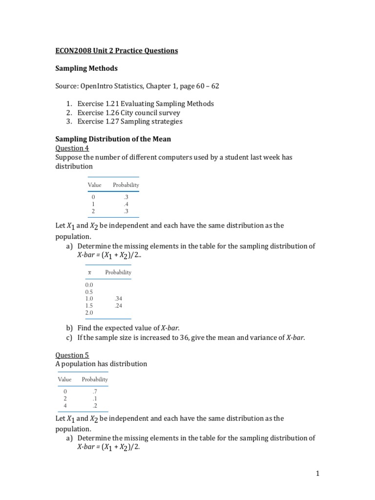 Unit 2 Practice Questions | PDF | Standard Deviation | Hypothesis