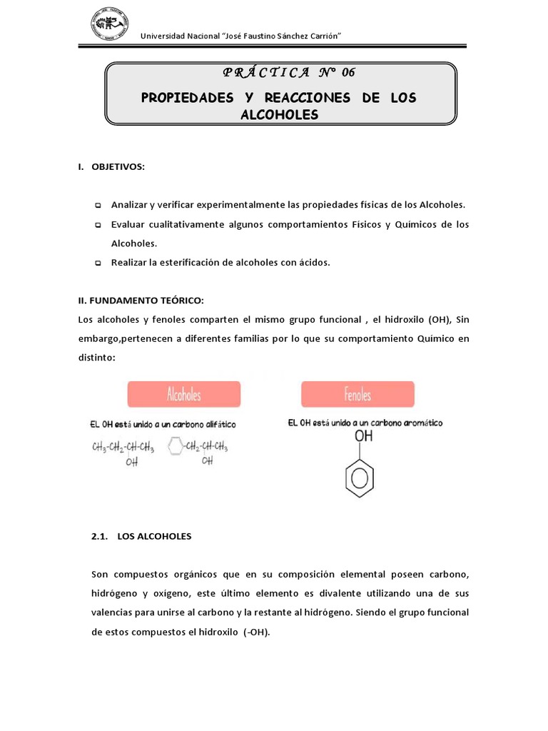 Practica de Alcoholes | PDF | Ester | Redox