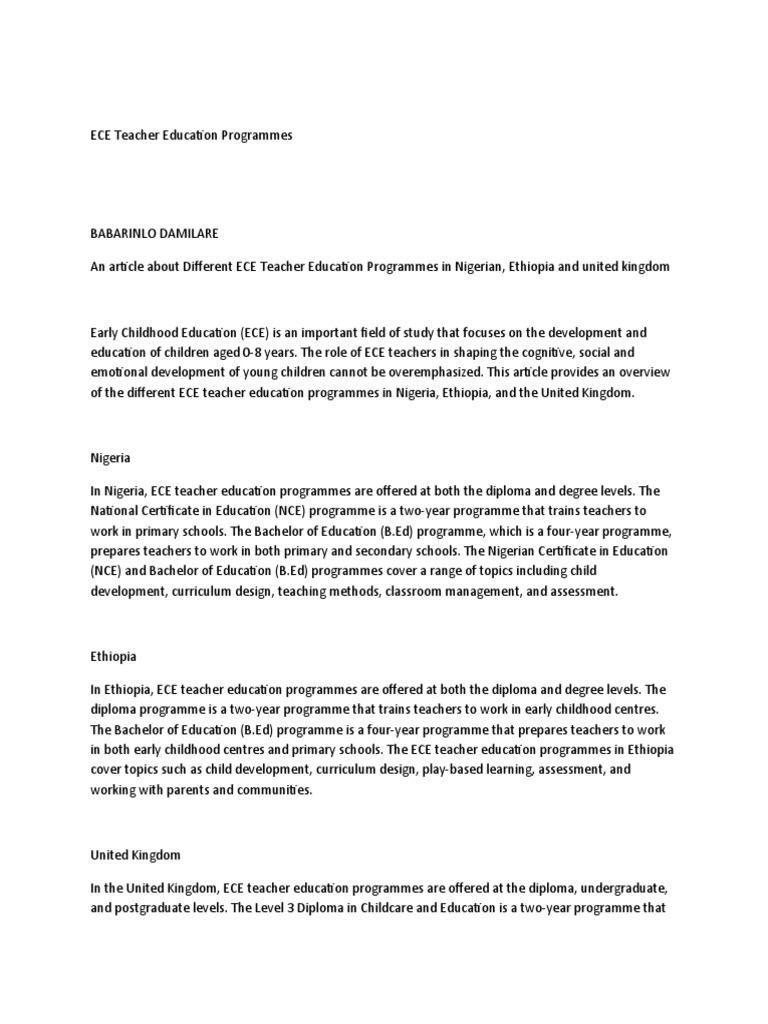 ECE Teacher Edu-WPS Office222 | PDF | Early Childhood Education | Teachers