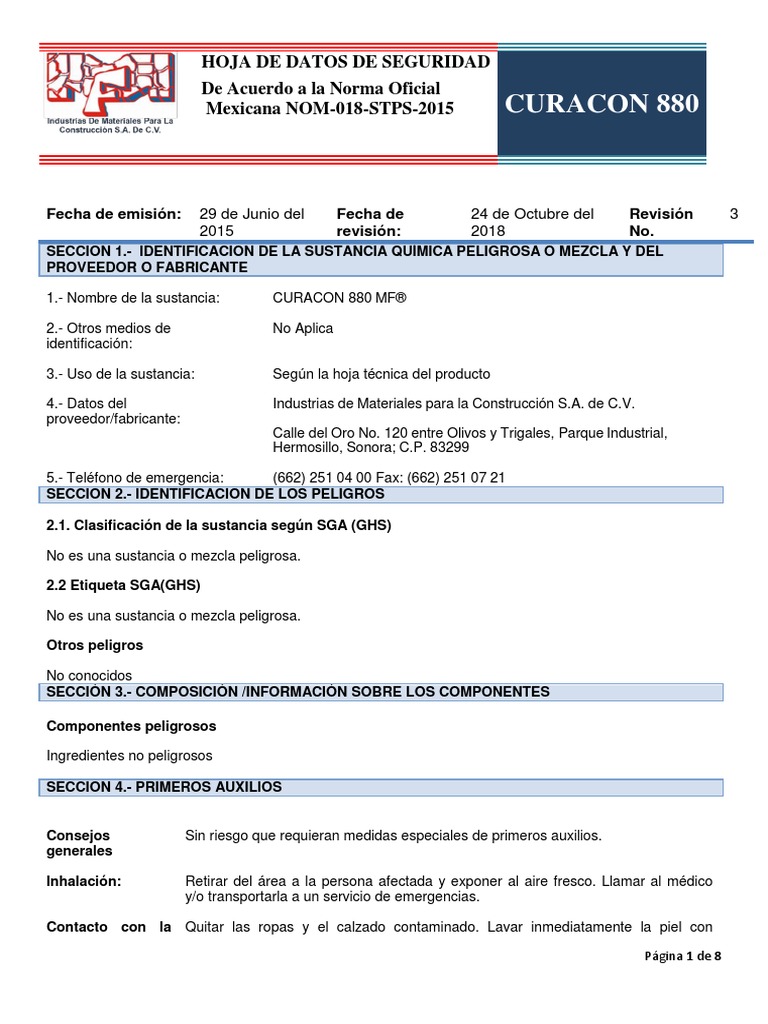 Curacon 880-MF | PDF | Vapor | Solubilidad