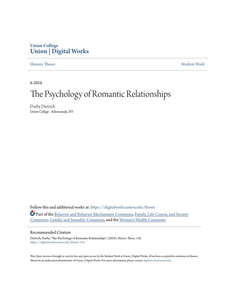 The Psychology of Romantic Relationships | PDF | Divorce | Romance (Love)