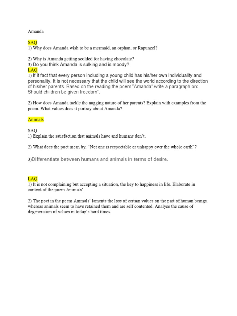 Amanda - Animals | PDF