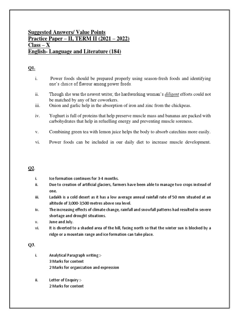 Class 10 English Solutions VP2 | PDF