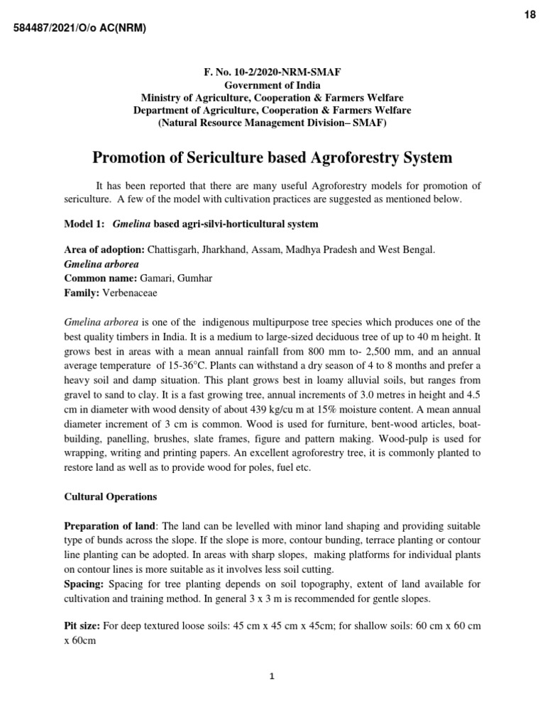 Promotion of Sericulture based Agroforestry System (2) | PDF | Soil | Trees