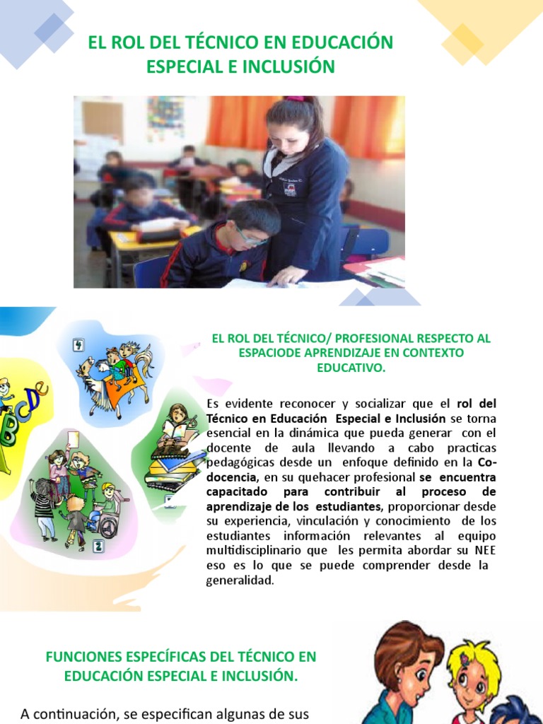 Anexo 1 - Clase 13-ppt. Rol Del Tec, Educ - Esp. e Incl | PDF | Enseñando | Inclusión (Educación)