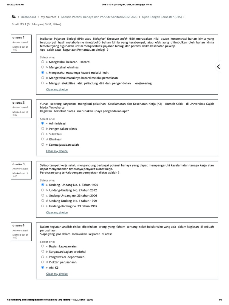 UTS MK Penyakit Akibat Kerja | PDF