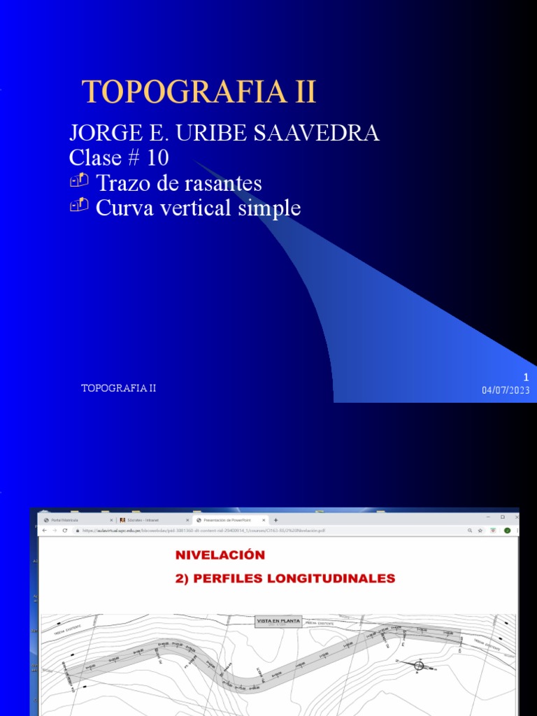 Cla 10 Rasantes y Curvas Verticales | PDF | Topografía | Metrología