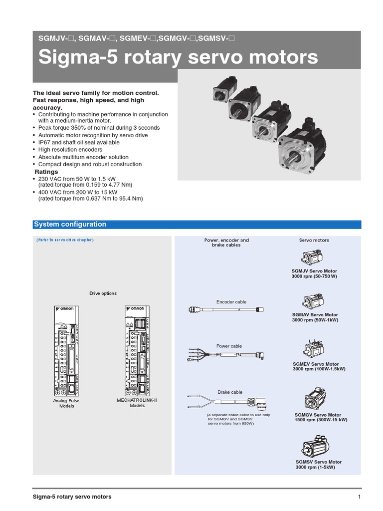 Specification Sigma-5 Servo Motors | PDF | Electric Motor | Servomechanism