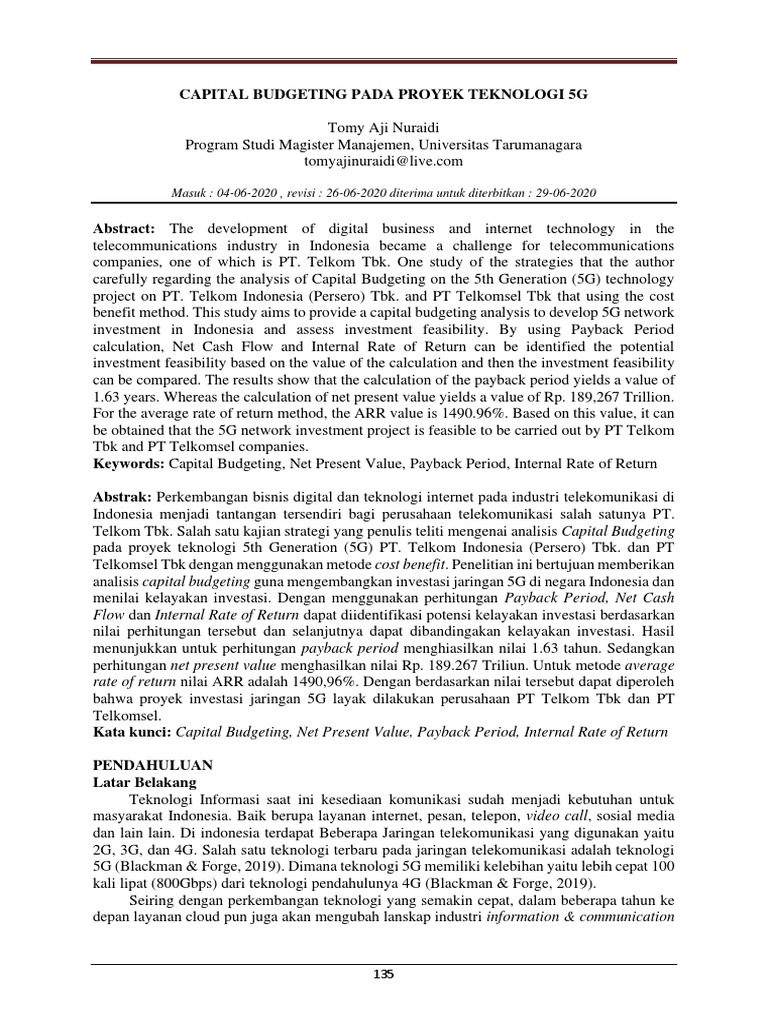 Jurnaladm,+05.+Tomy Agus+Z 135-140 | PDF | Internal Rate Of Return | Net Present Value