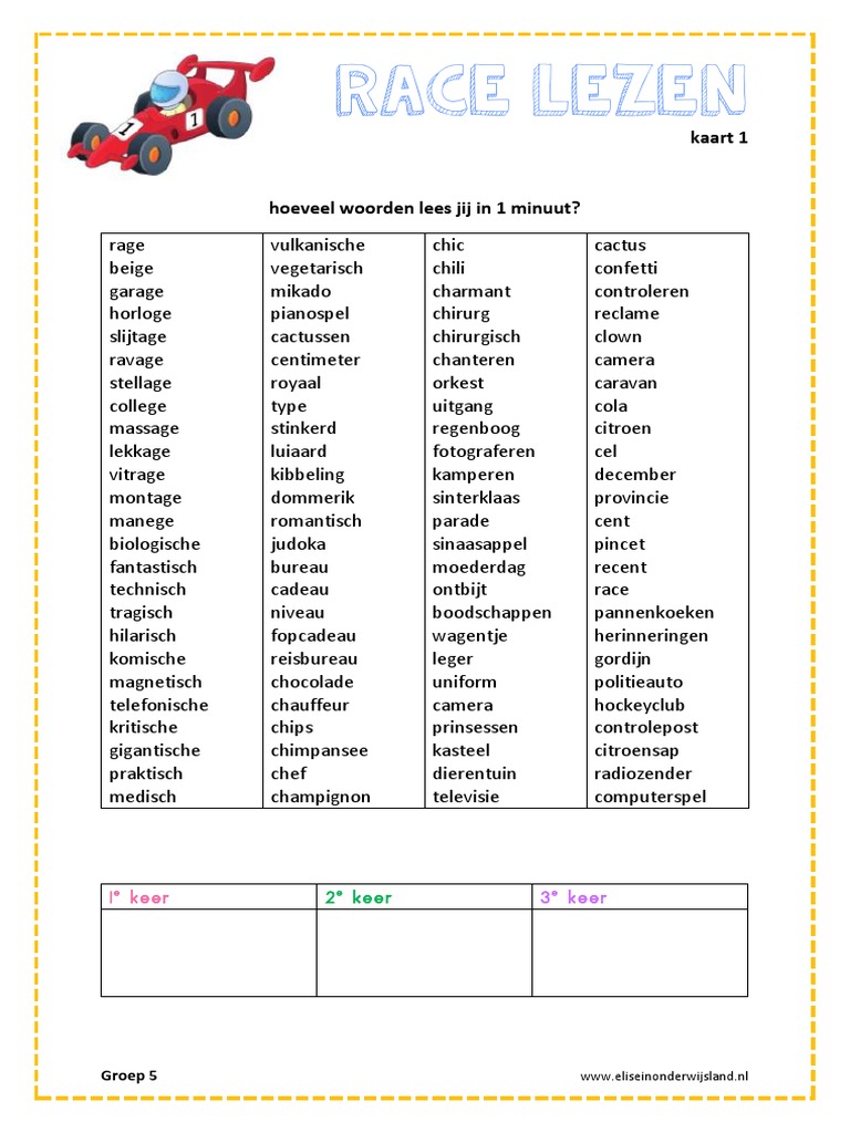 Race Lezen: Kaart 1 | PDF