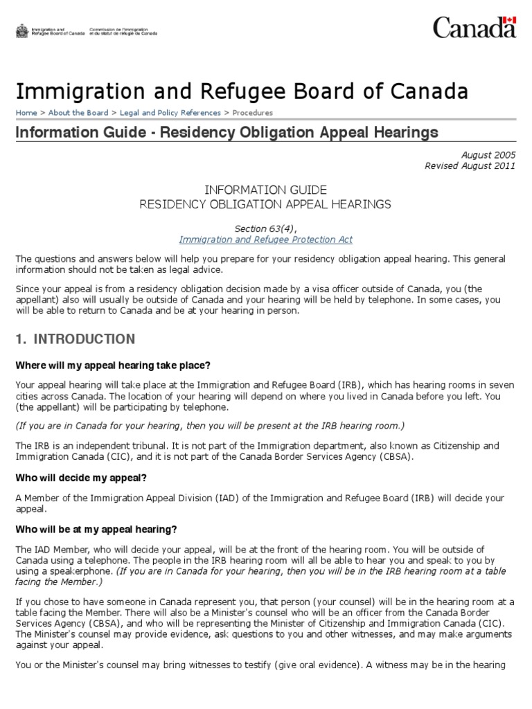 Residency Appeal Hearing Guide | PDF | Witness | Testimony