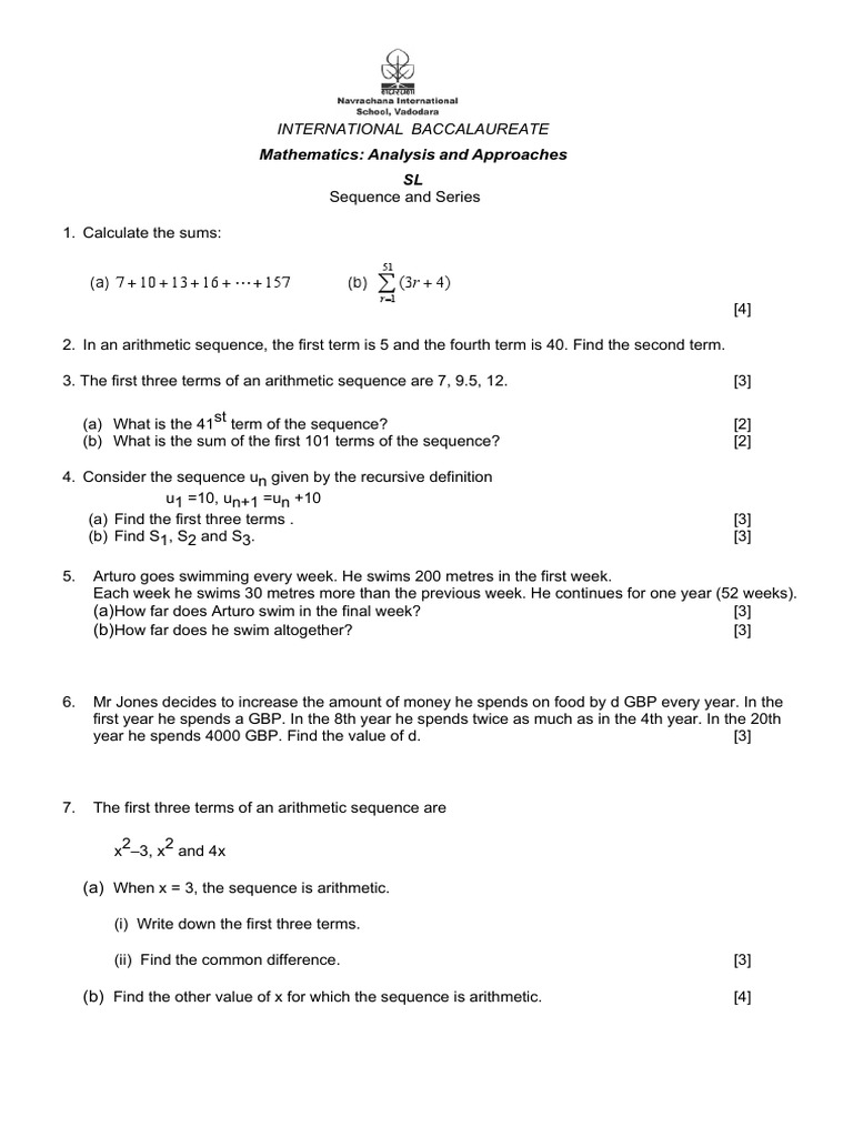 1._AA_SL_Sequence_and_series | PDF | Mathematical Concepts ...