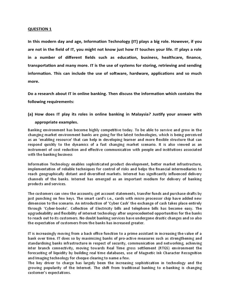 Assignment | PDF | Online Banking | Banks & Banking