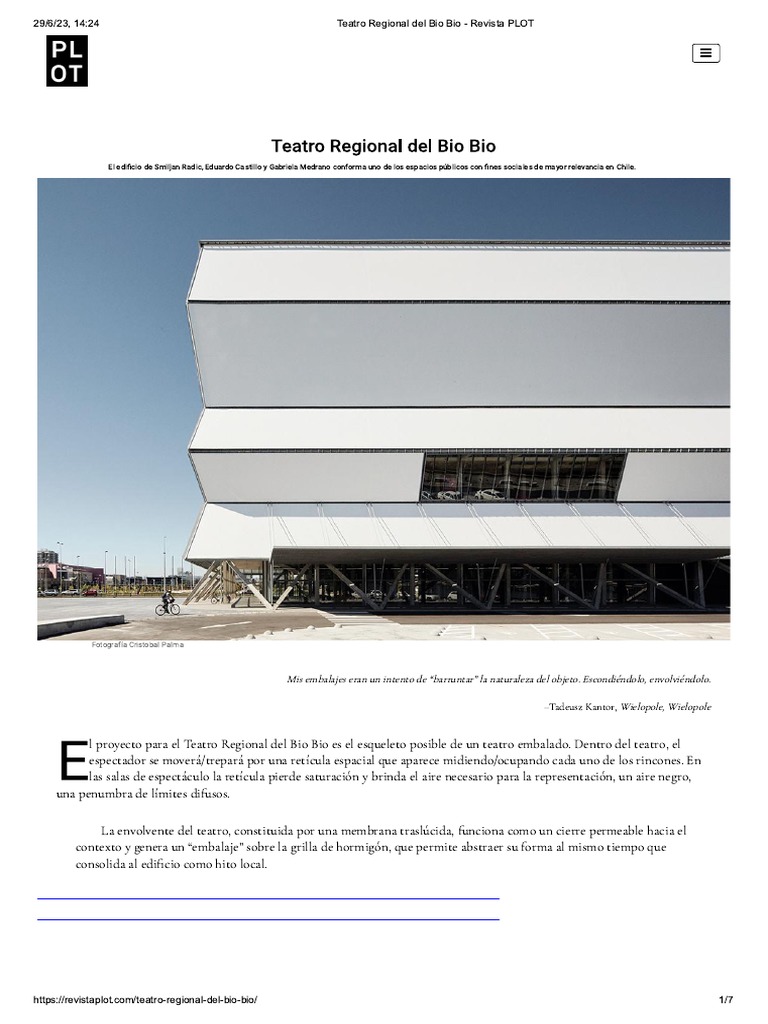 Teatro Regional Del Bio Bio - Revista PLOT | PDF