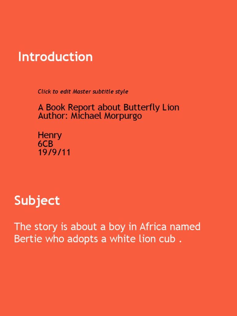 Butterfly Lion Book Report Summary | PDF | Lion