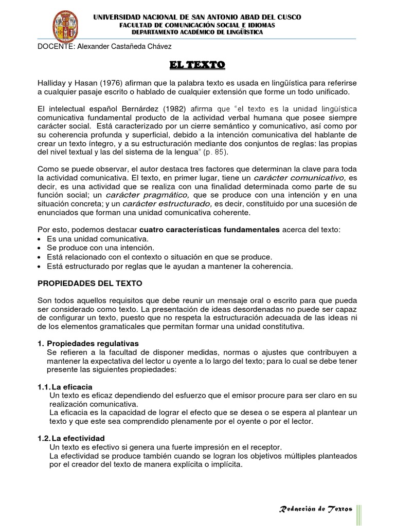 El Texto y Su Estructura Interna | Descargar gratis PDF | Oración ...