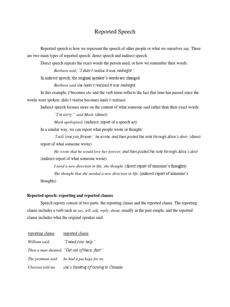 Reported Speech | PDF | Human Communication | Semantic Units