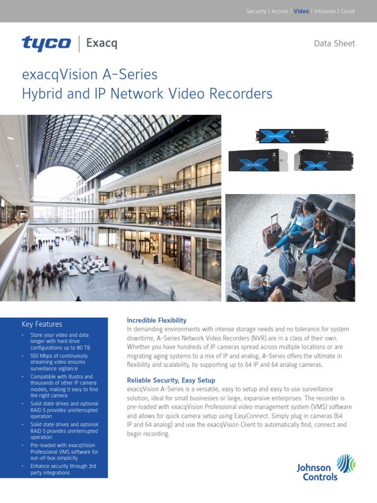 Exacqvision A-Series Hybrid and Ip Network Video Recorders: Data Sheet | PDF | Security ...