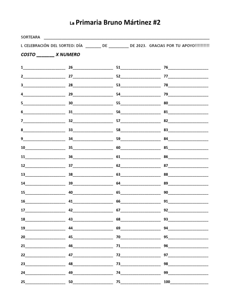 Hoja para Rifa Ocx | PDF