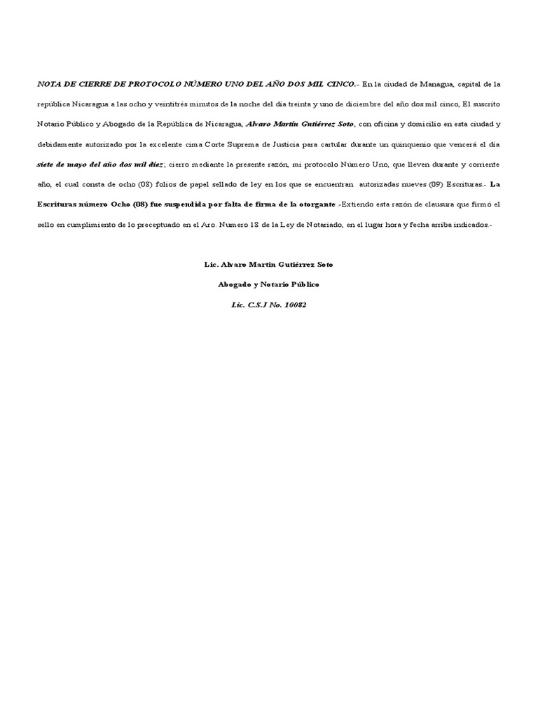 Modelo de ACTA DE CIERRE DE PROTOCOLO | PDF