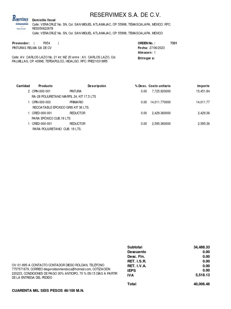OC 7331 PINTURAS RELMA (2) | PDF