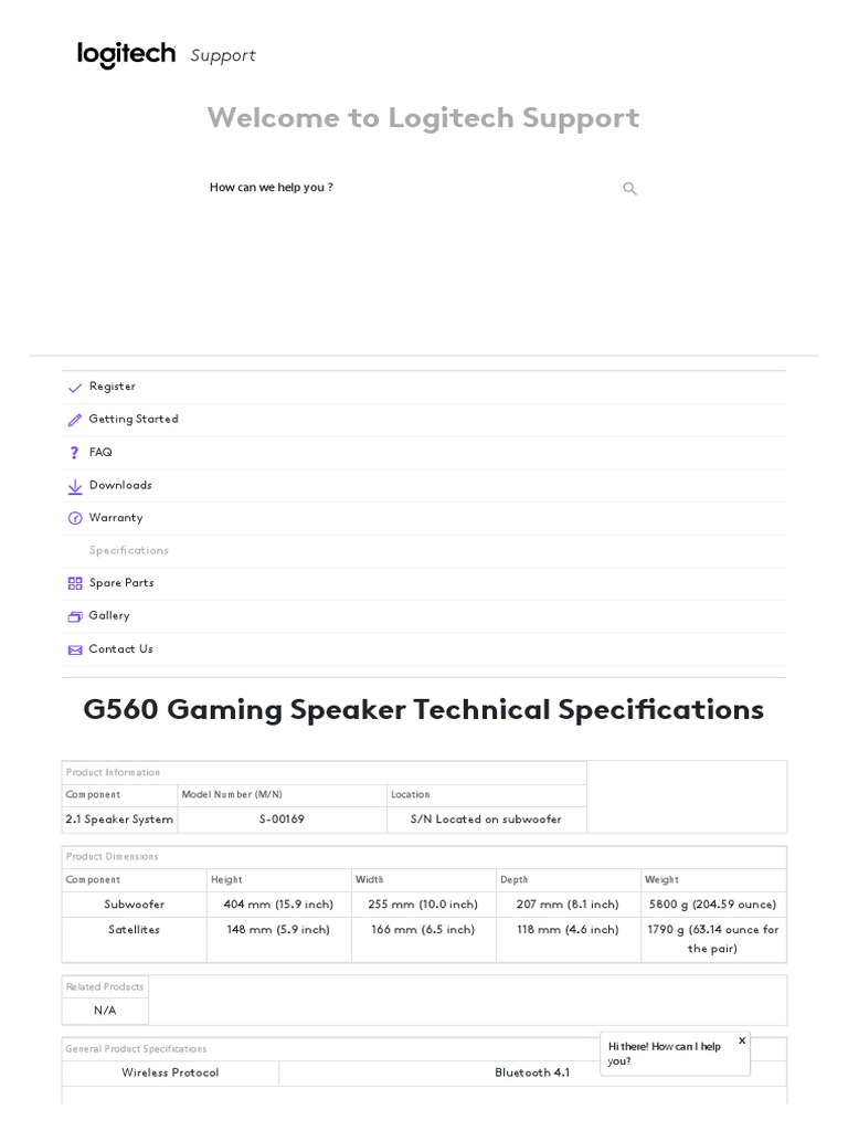 Logitech G560 Gaming Speaker Technical Specifications | PDF ...
