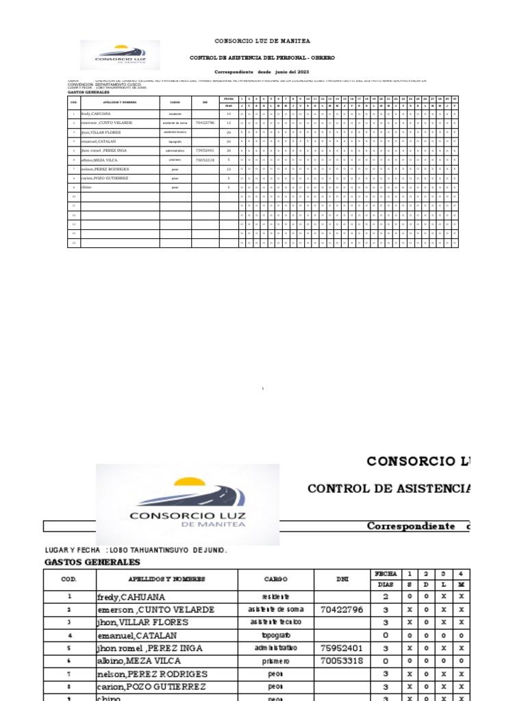 Planilla Junio | PDF