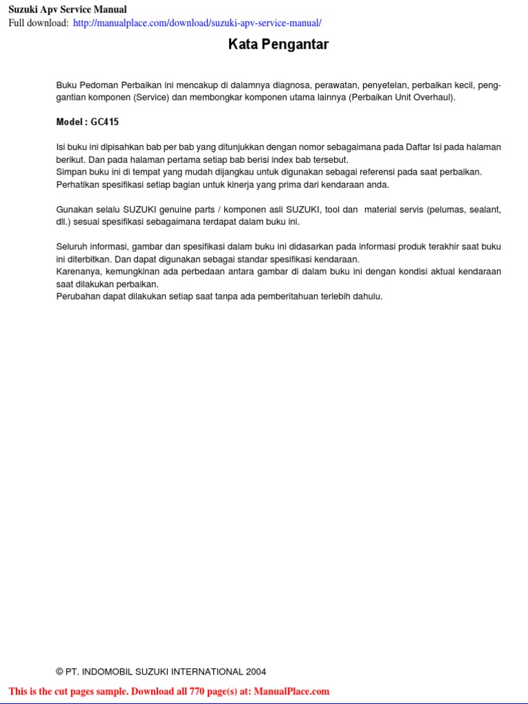Suzuki Apv Service Manual | PDF