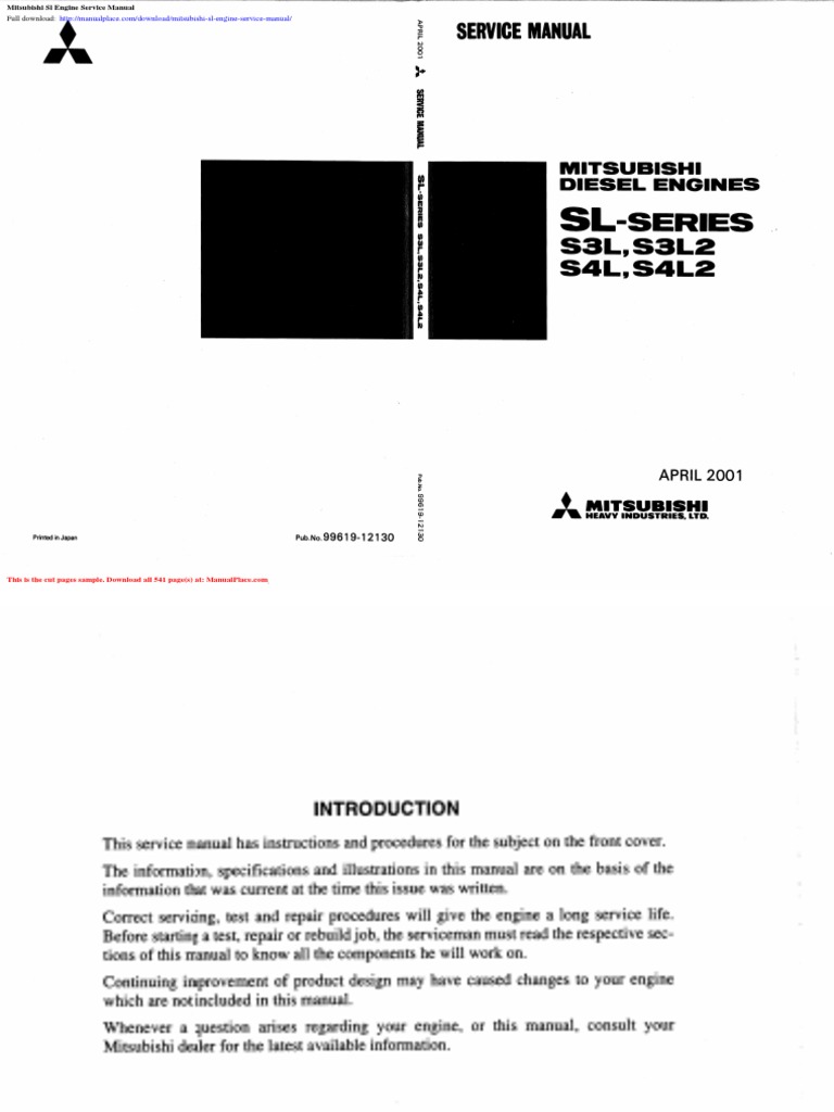Mitsubishi SL Engine Service Manual | PDF