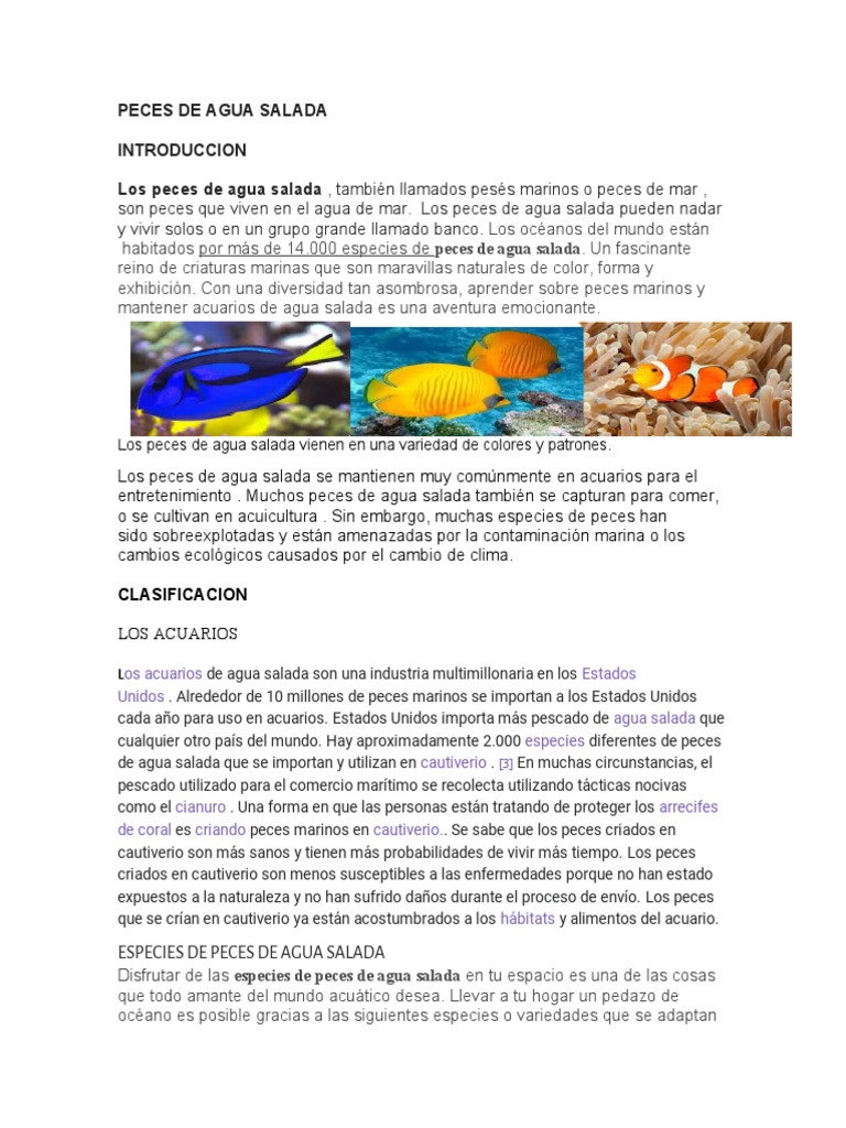 Documento Pesés de Mar | PDF | Acuario | Pescado