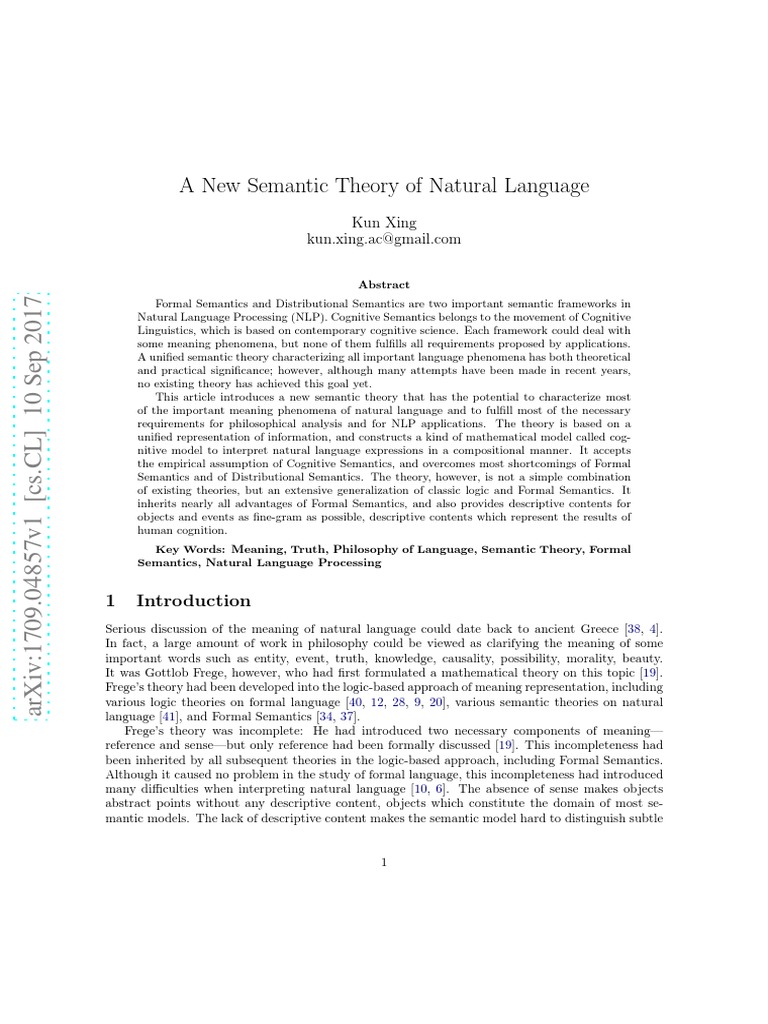 A New Semantic Theory of Natural Language | PDF | Theory | Information