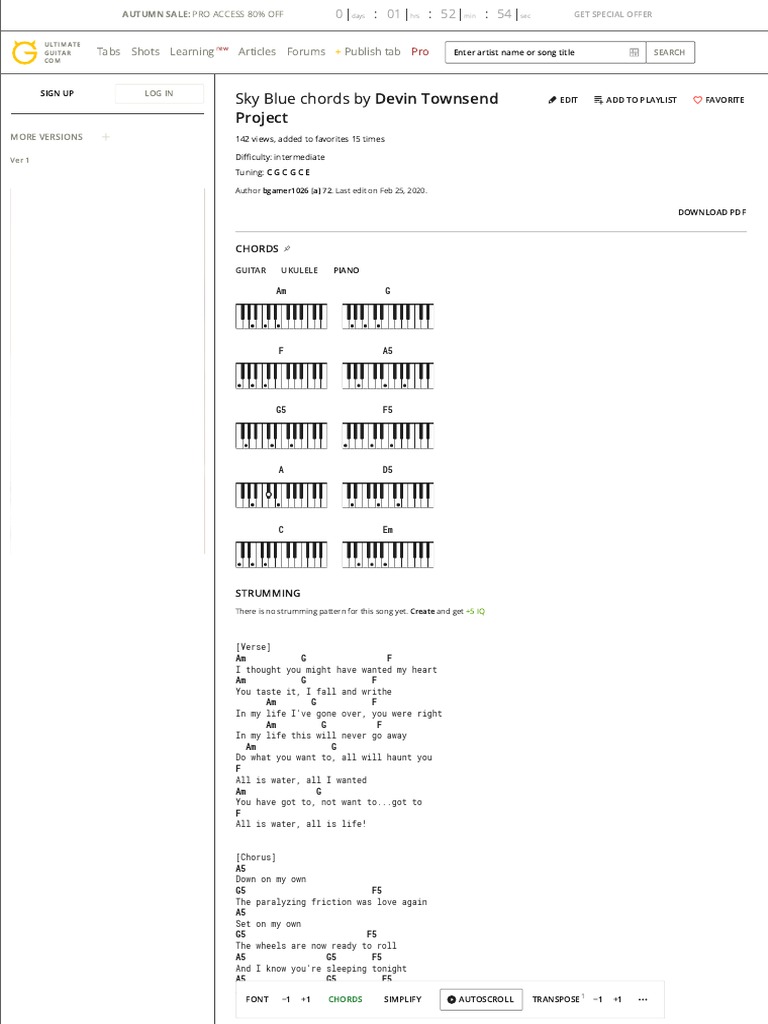 SKY BLUE CHORDS by Devin Townsend Project @ | PDF | Song Structure | Songs