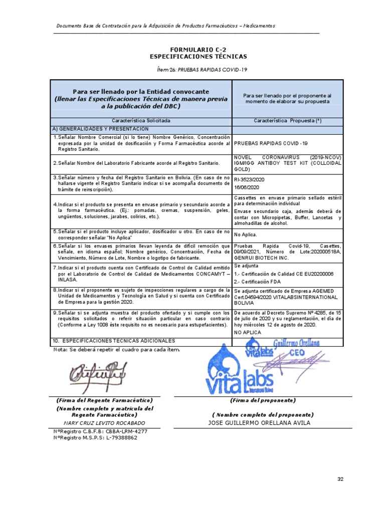 Formulario C-2 Pruebas Rapidas | PDF | Farmacéutico
