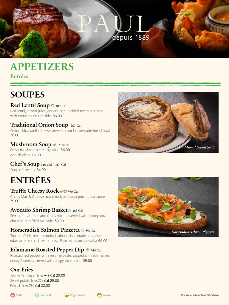 Paul Restaurant Menu Overview | PDF | Hamburgers | Salad
