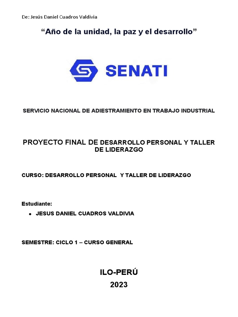 Proyecto Final de Desarrollo Personal y Taller de Liderazgo (Senati ... Proyecto Final de Desarrollo Personal y Taller de Liderazgo (Senati ...