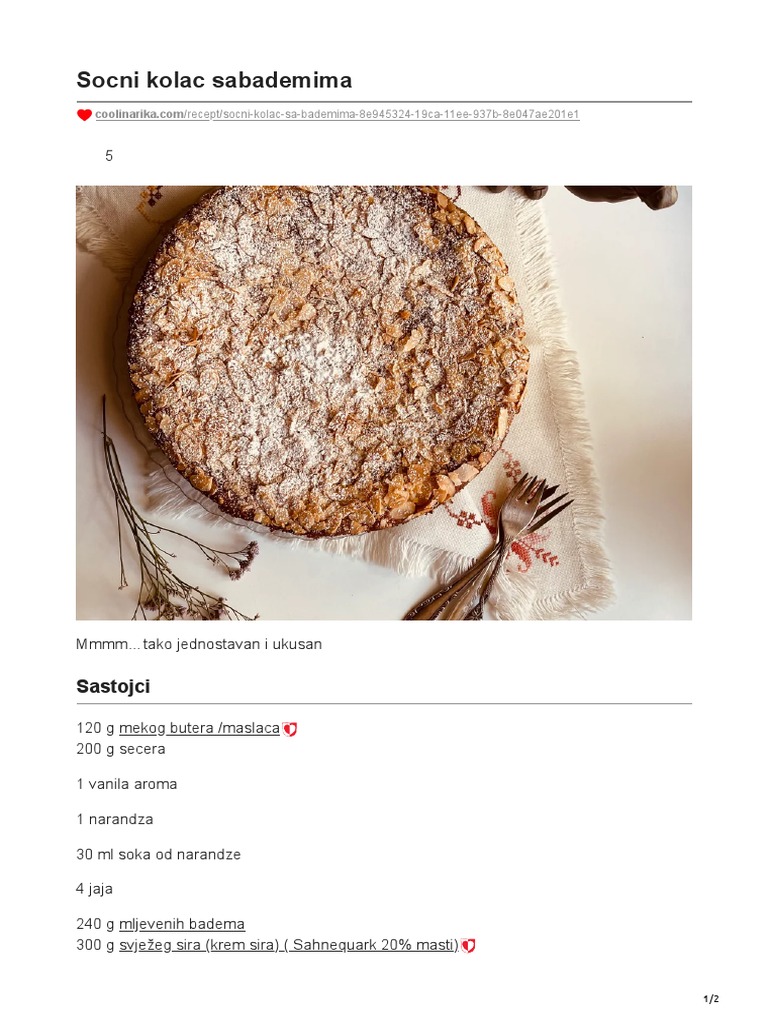 Socni Kolac Sabademima | PDF