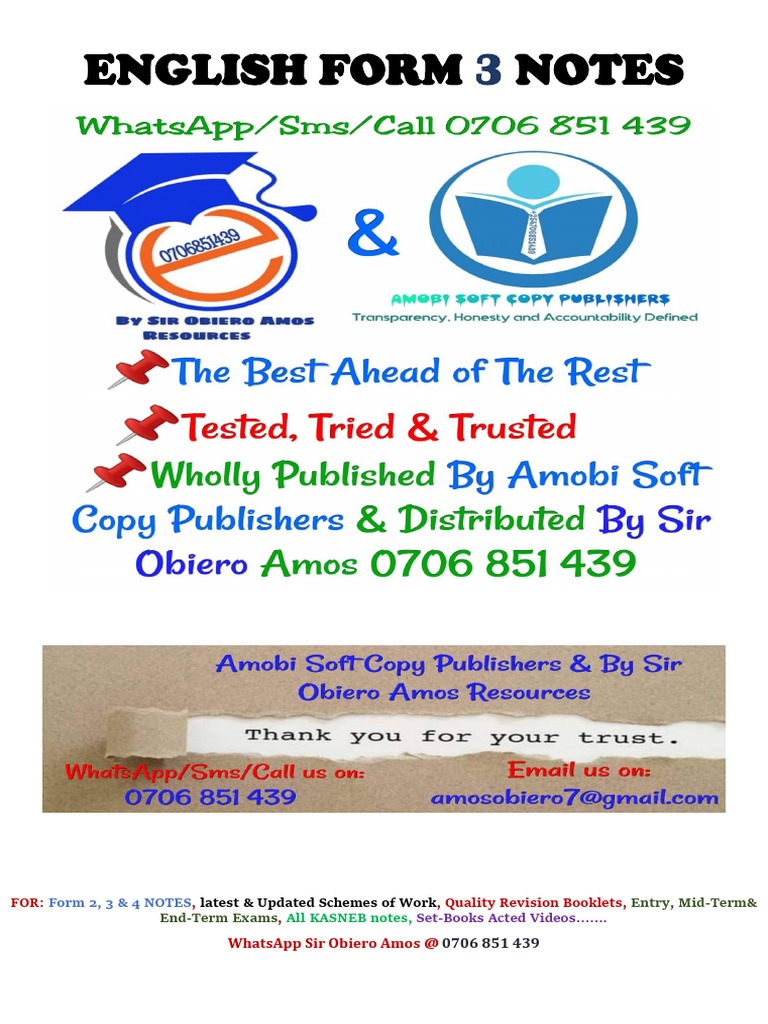 Form Three English Notes | PDF | Stress (Linguistics) | Narrative