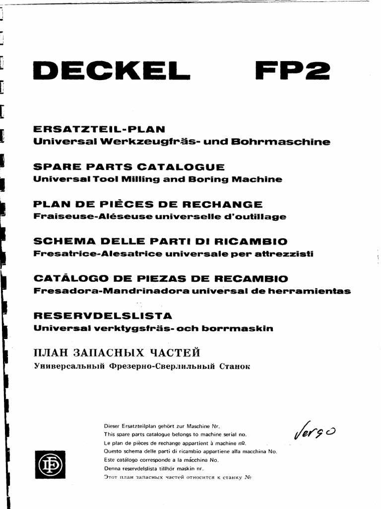 Deckel Fp2 1973 Part - List | PDF