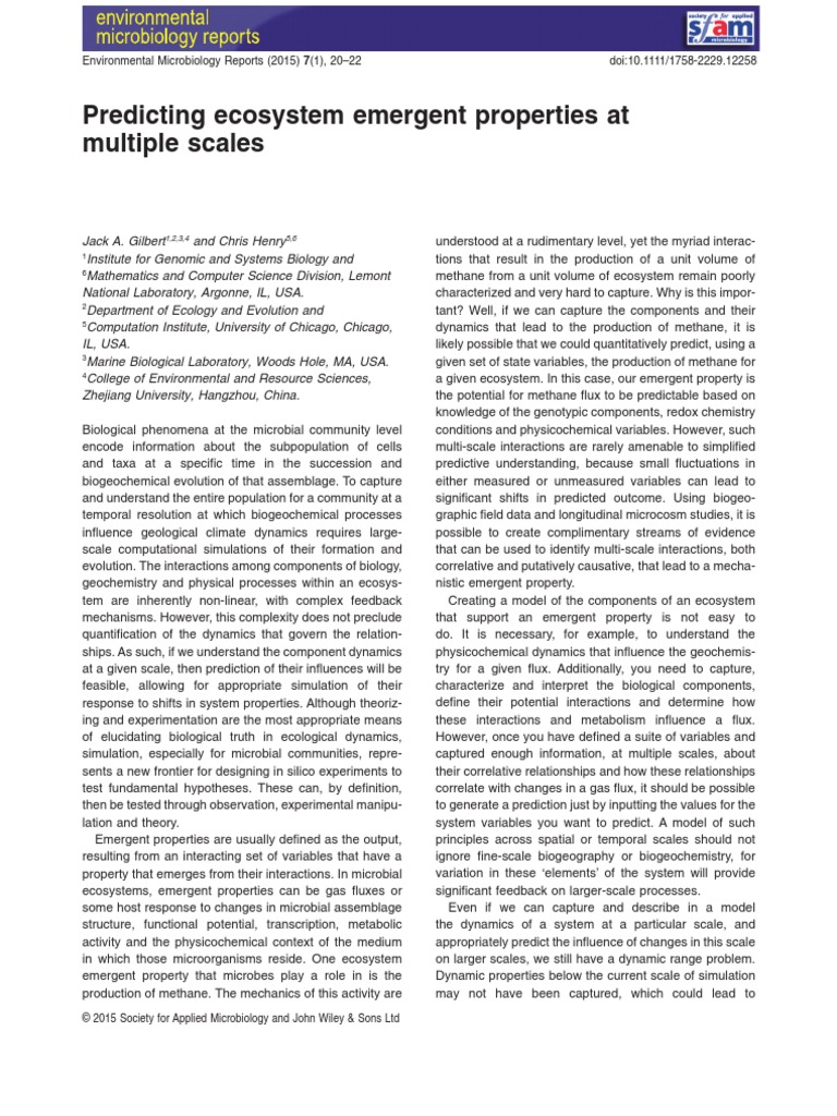 Gilbert & Henry 2015. Predicting Ecosystem Emergent Properties at Multiple Scales | PDF ...