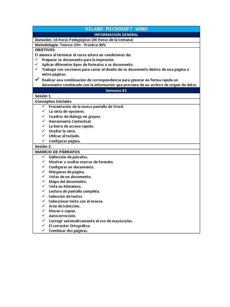 Silabus de Word 2013 | PDF | Microsoft Word | Desarrollo de software Silabus de Word 2013 | PDF | Microsoft Word | Desarrollo de software